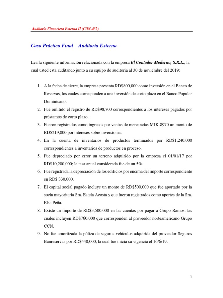 Caso Practico Final 2020-01 PDF | PDF | Servicios financieros | Economias