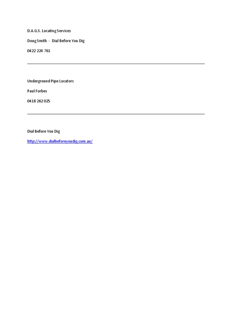Dial Before You Dig Services | PDF