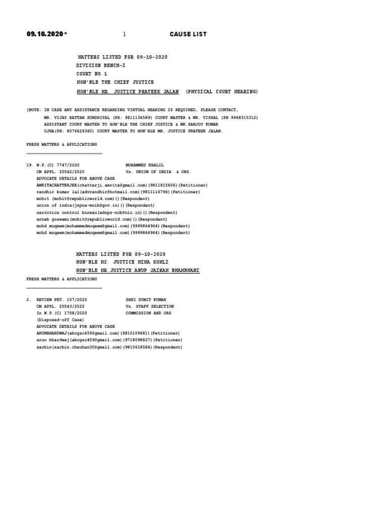 1 Cause List | PDF | Government