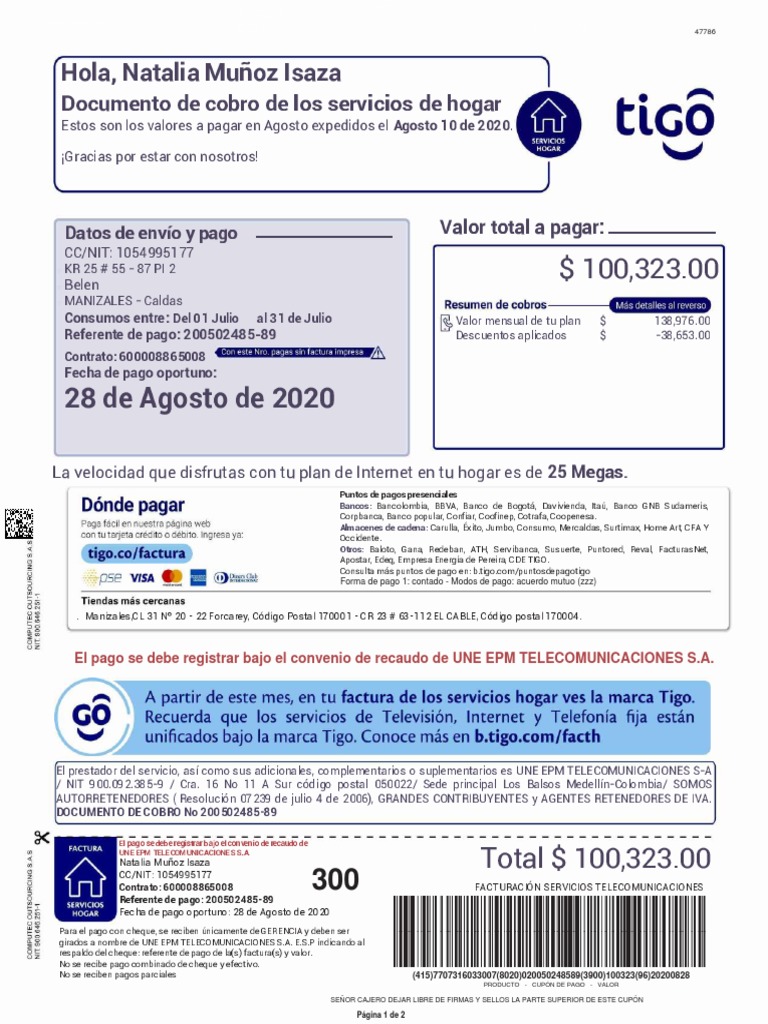 Factura de Internet y Servicios 2020 | PDF | Bancario | Servicios ...