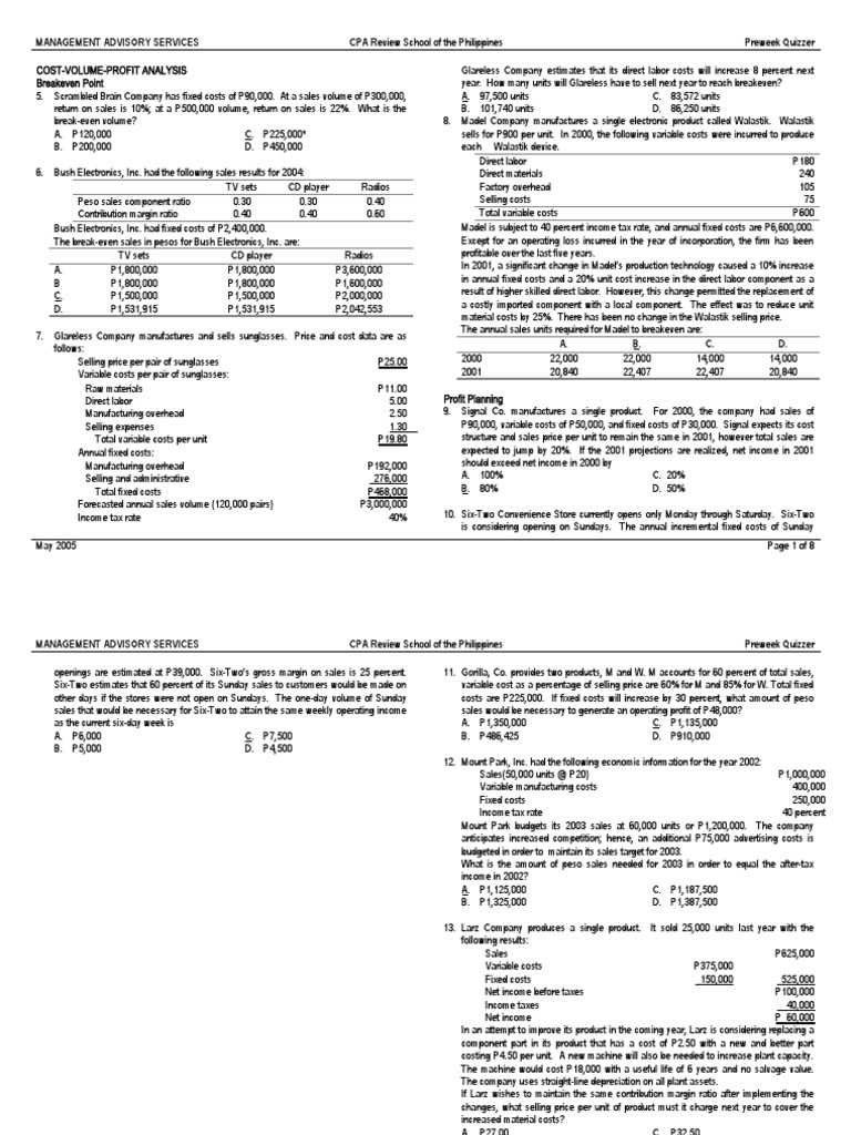CVP Analysis 2 | PDF | Income Statement | Market (Economics)