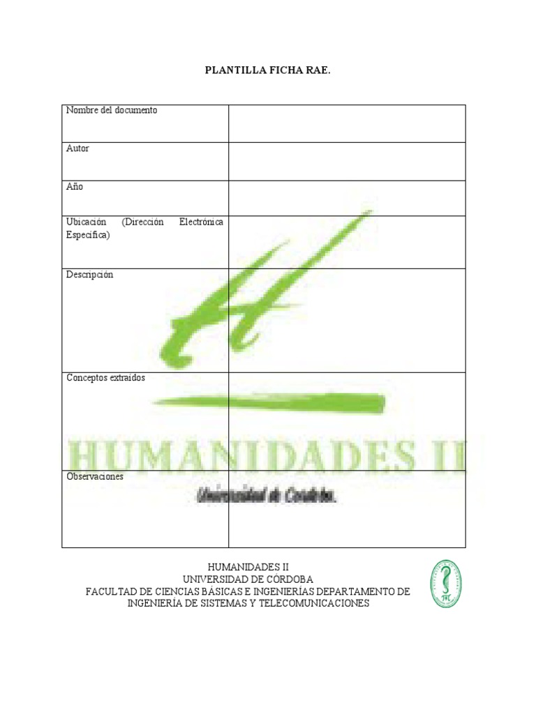 Plantilla Ficha RAE | PDF