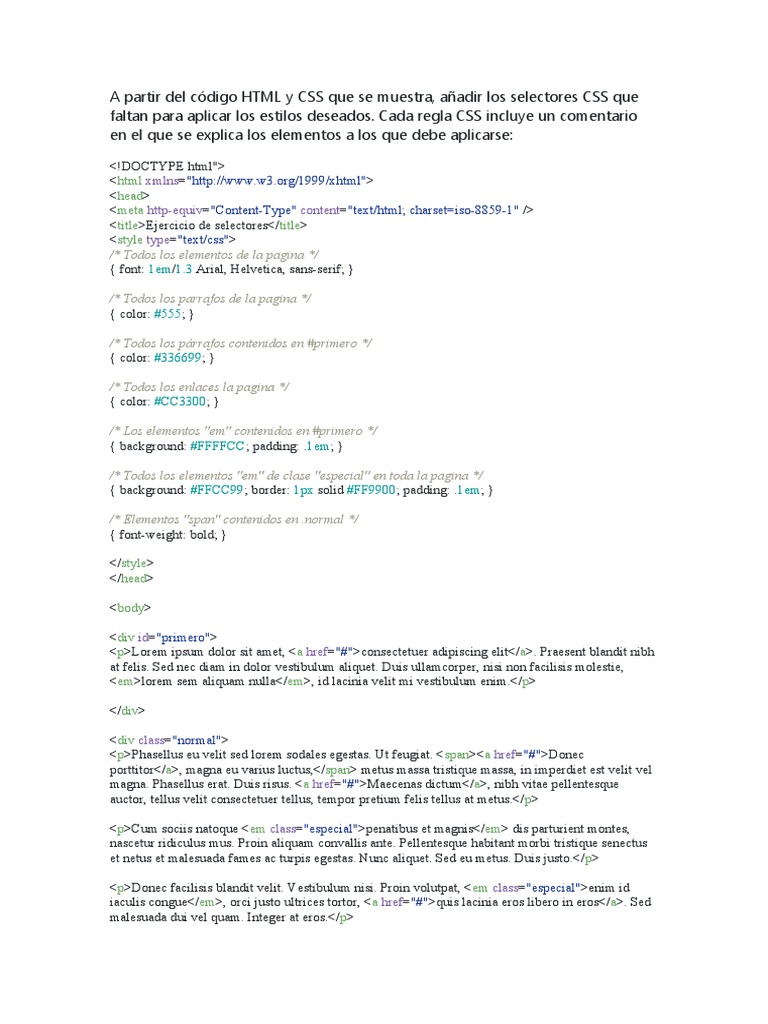 Ejercicio CSS 01 | PDF