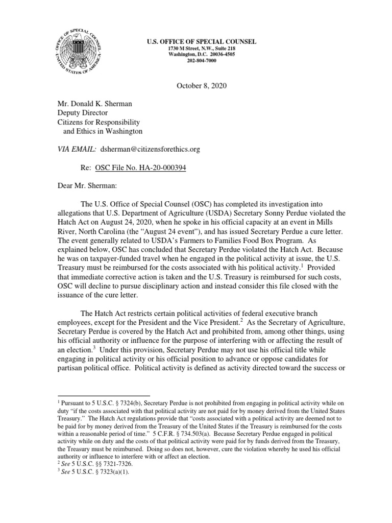 HA 20 000394 Closure Letter To CREW | PDF | Federal Government Of The ...