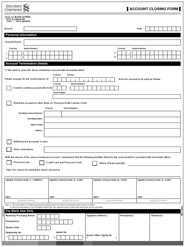 Account Closure Form | PDF | Credit Card | Banks