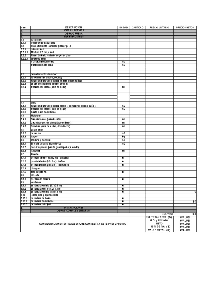 Proyecto Itemizado | PDF | edificio | Materiales de construcción