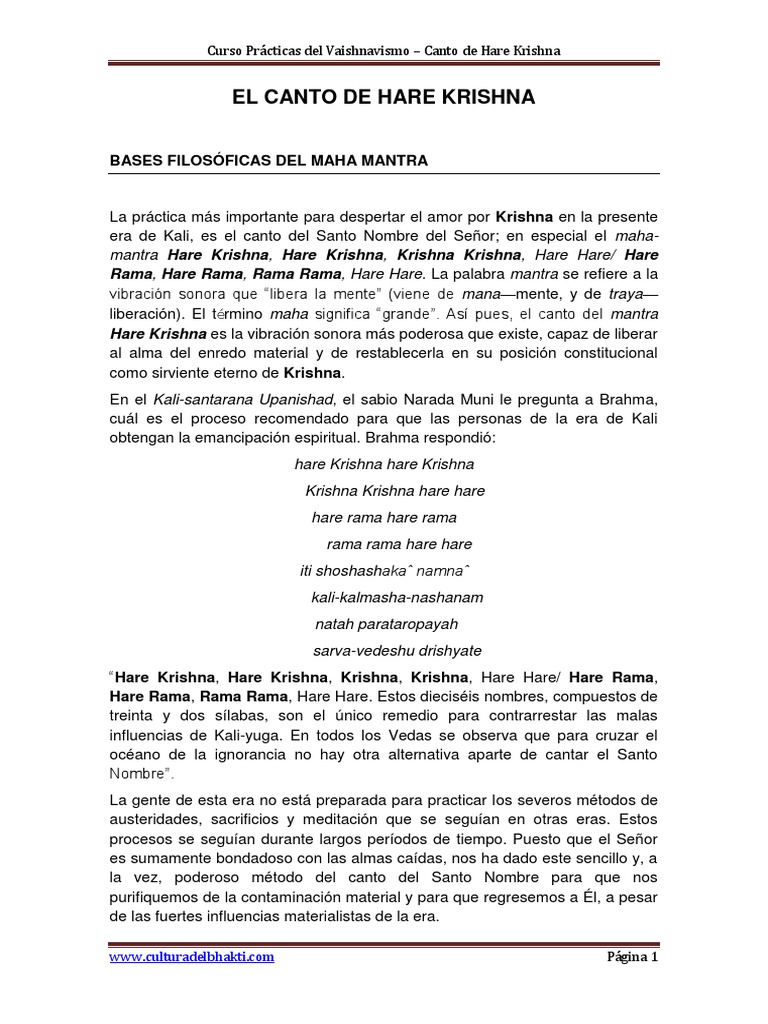 El Canto de Hare Krishna | PDF | Krishna | Hinduismo