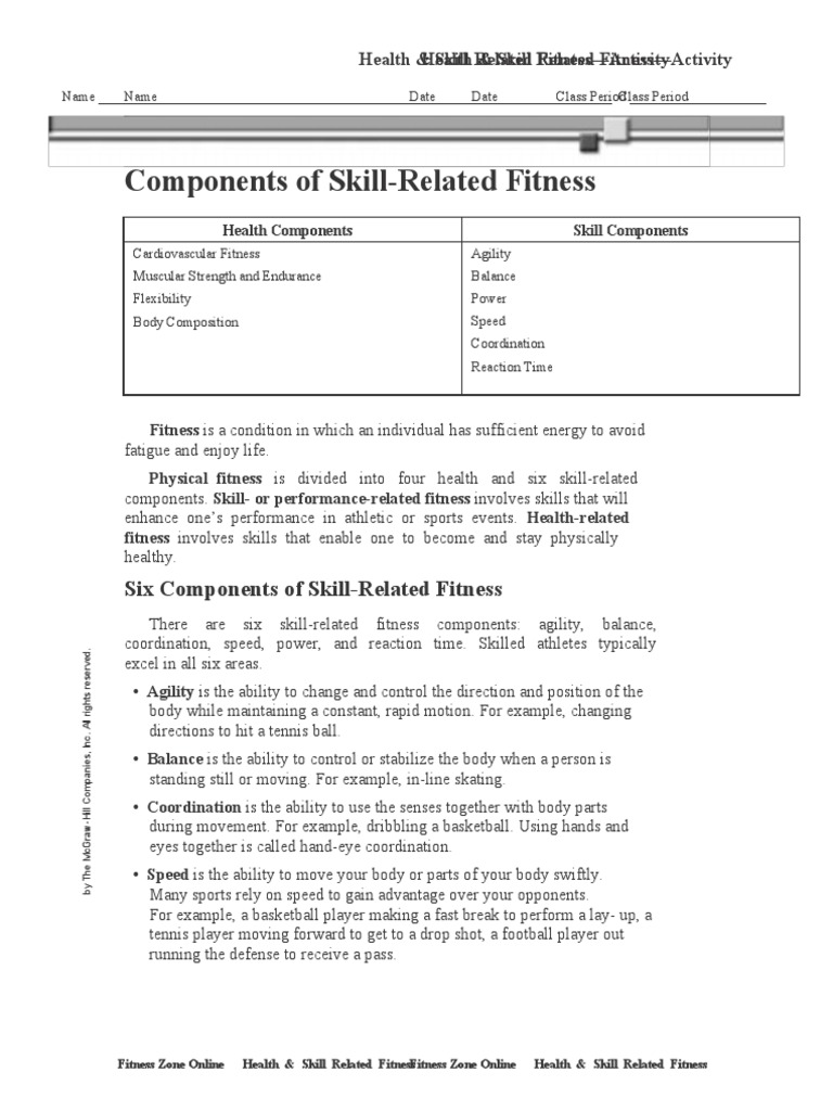 Six Components of Skill-Related Fitness | PDF | Balance (Ability ...