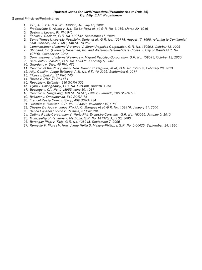 Updated Cases For Civil Procedure | PDF | Philippines | Government