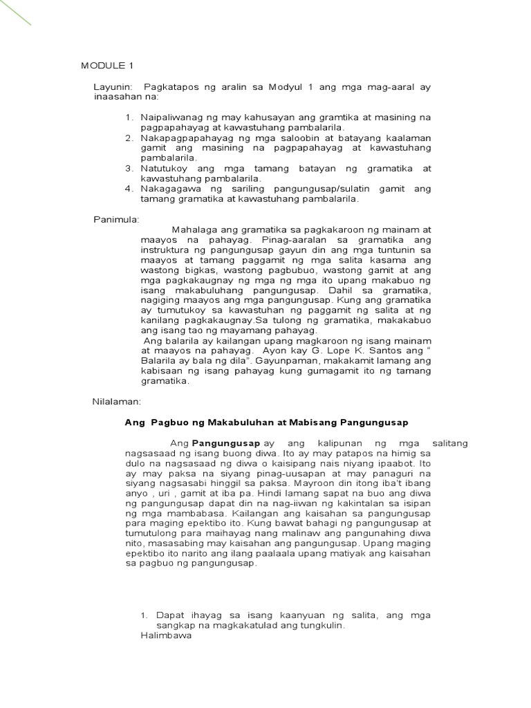 Module 1 Filipino 1 | PDF