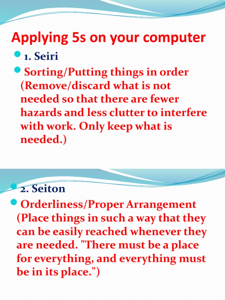 Applying 5s On Your Computer | PDF | Computer File | Information Science