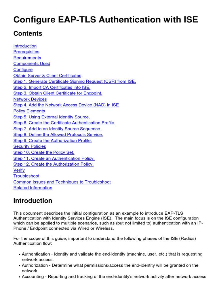 Configuring EAP-TLS Authentication with ISE: A Step-by-Step Guide | PDF ...