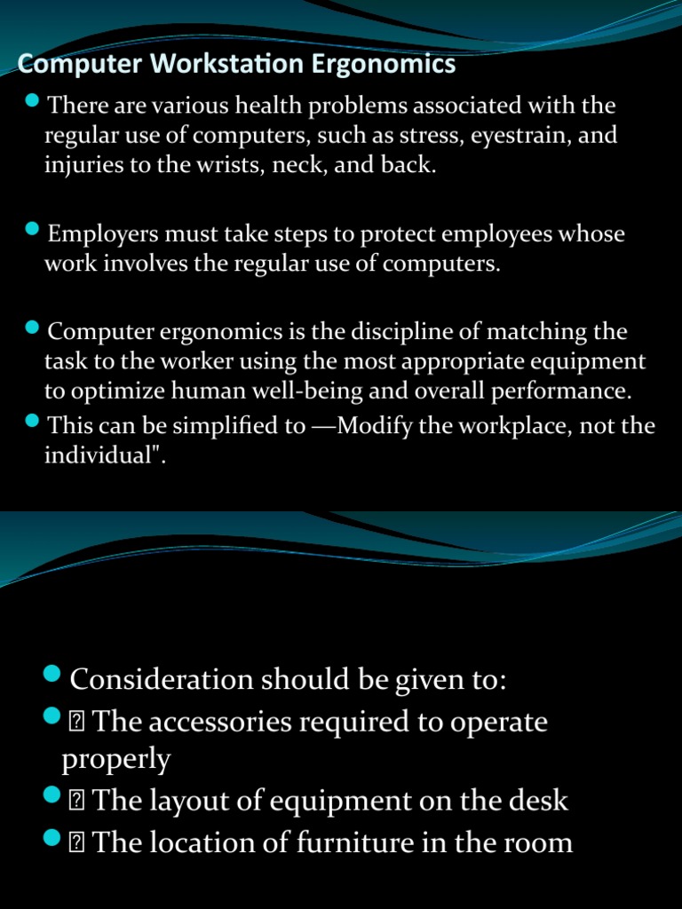 Computer Workstation Ergonomics L4 | PDF | Computer Keyboard | Chair
