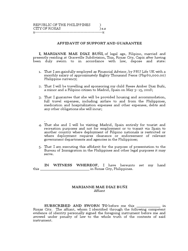 AFFIDAVIT OF SUPPORT