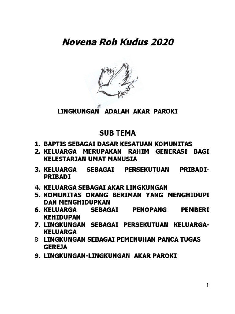 Novena Roh Kudus 2020 LINGKUNGAN | PDF