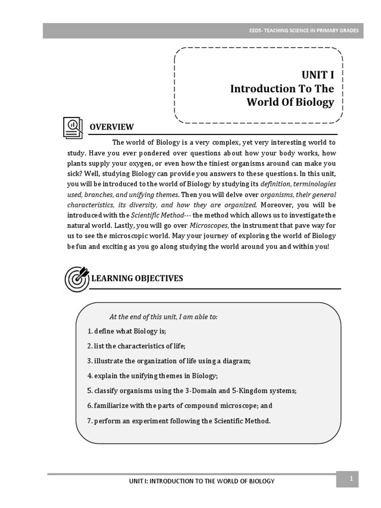 Unit I Introduction To The World of Biology | Download Free PDF | Life ...