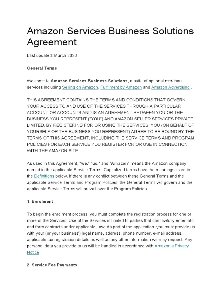 Amazon Services Business Solutions Agreement | PDF | Credit Card | Invoice