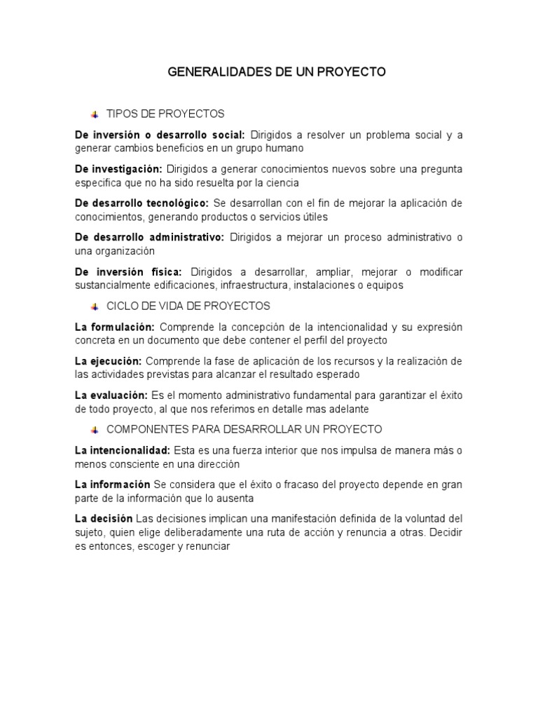 Generalidades de Un Proyecto | PDF