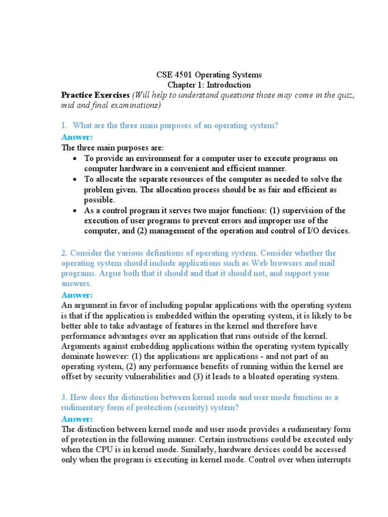 OS - CHAP1 - Question Answers | PDF | Kernel (Operating System) | Operating System