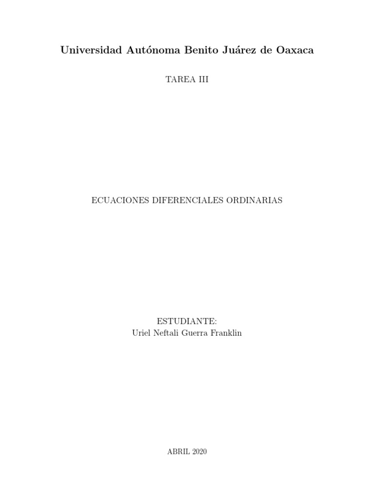 Tarea I, Edo | PDF | Ecuaciones diferenciales | Ecuaciones