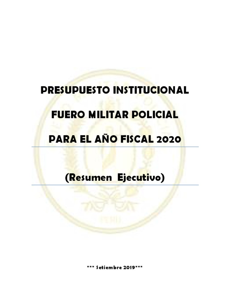 Resumen Ejecutivo Ppto 2020 PDF | PDF | Policía | Disciplinas