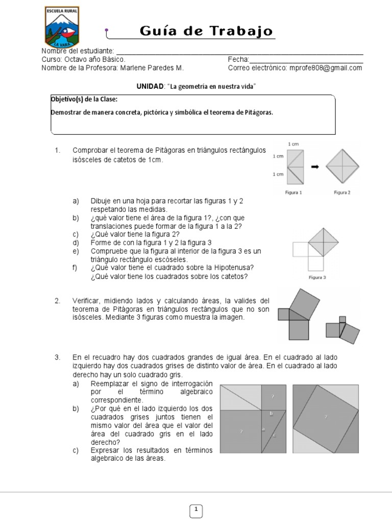 8° Basico - Guia Matematica Teorema de Pitágoras | PDF