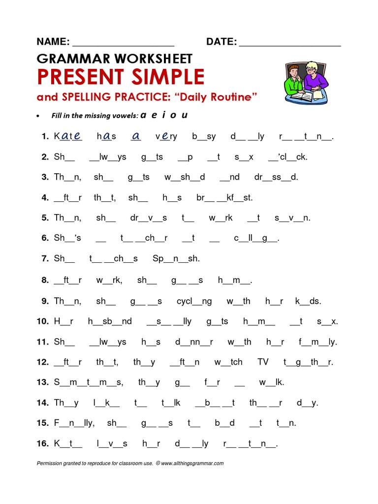 Present Simple: Grammar Worksheet | PDF