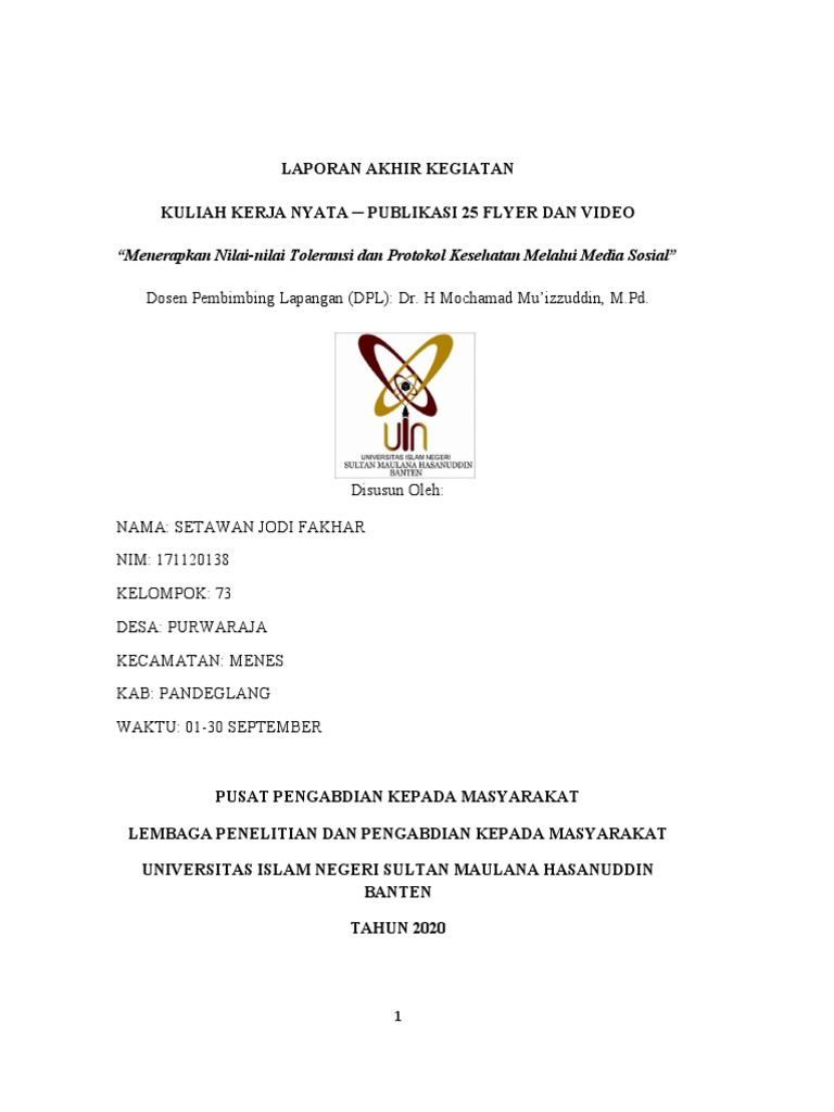 Laporan Akhir Kukerta DR Setiawan Jodi Fakhar | PDF | Ilmu Sosial | Kesehatan Holistik