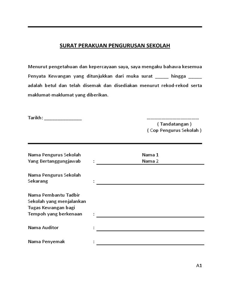 Surat Perakuan Pengurusan Sekolah | PDF