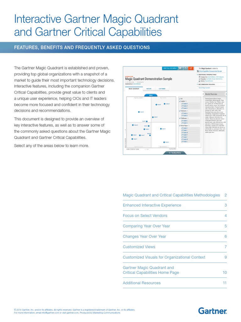 Interactive Gartner Magic Quadrant and Gartner Critical Capabilities | PDF