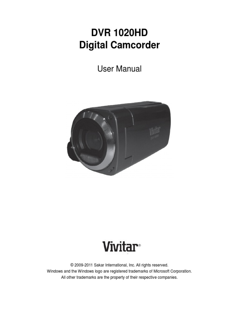 DVR 1020HD Digital Camcorder: User Manual | PDF | Menu (Computing) | Camera