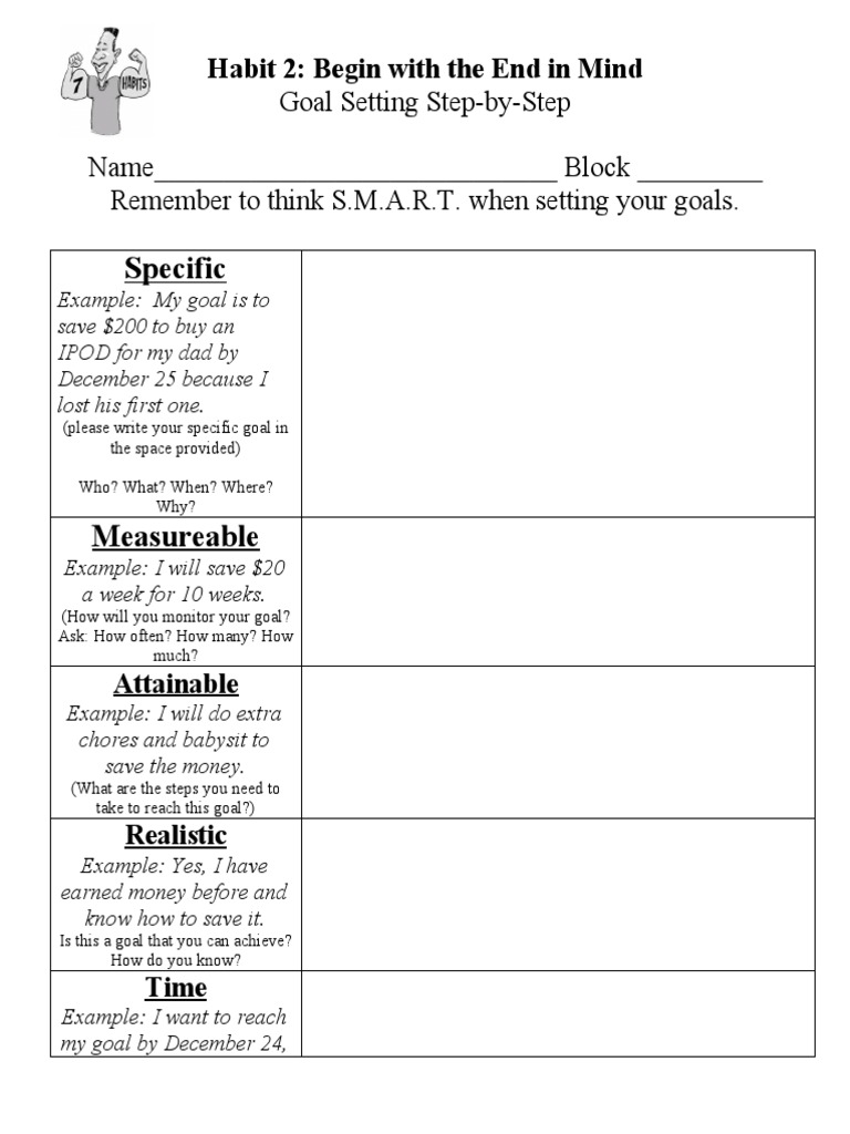Habit 2 Goal Setting Worksheet | PDF