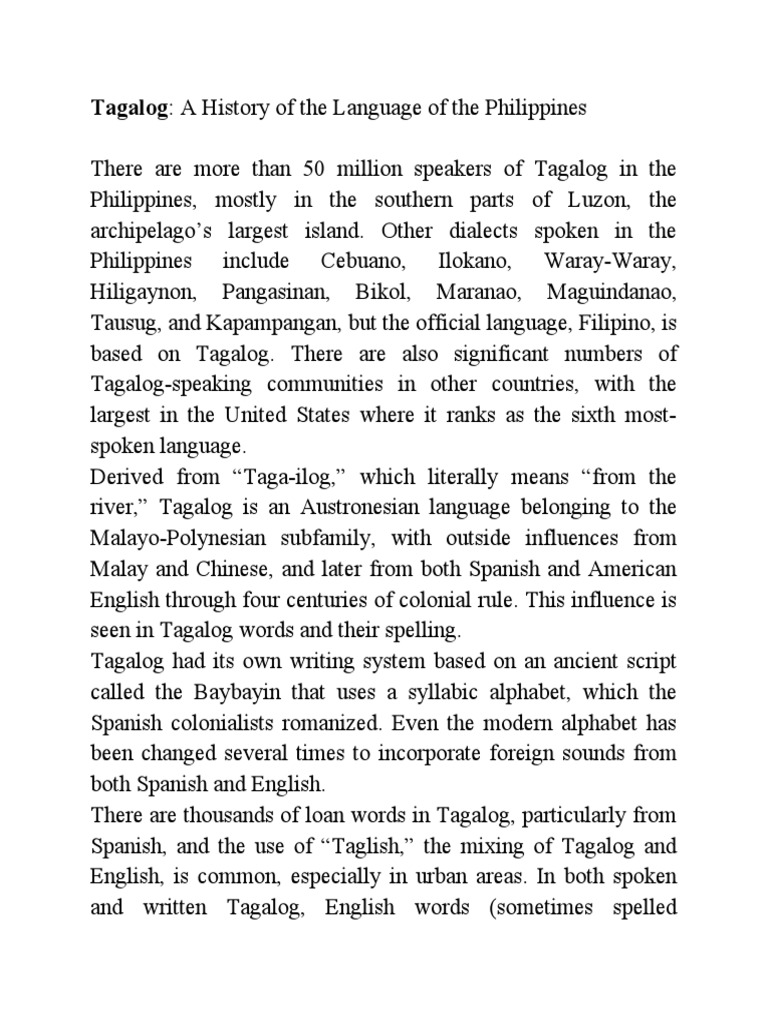 Tagalog: A History of The Language of The Philippines | Download Free ...