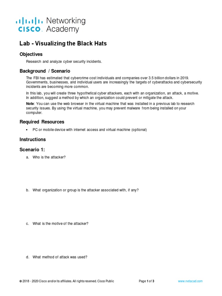 Lab - Visualizing The Black Hats: Objectives | PDF | Computer Security ...