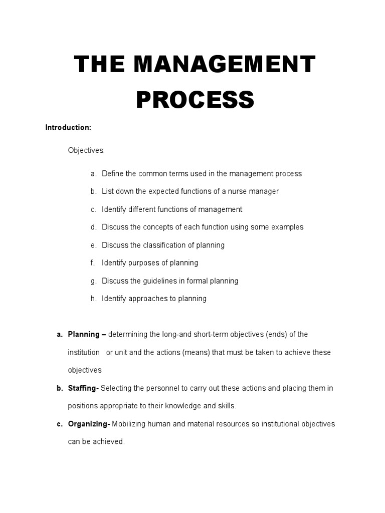 Management Process | PDF | Planning | Strategic Planning
