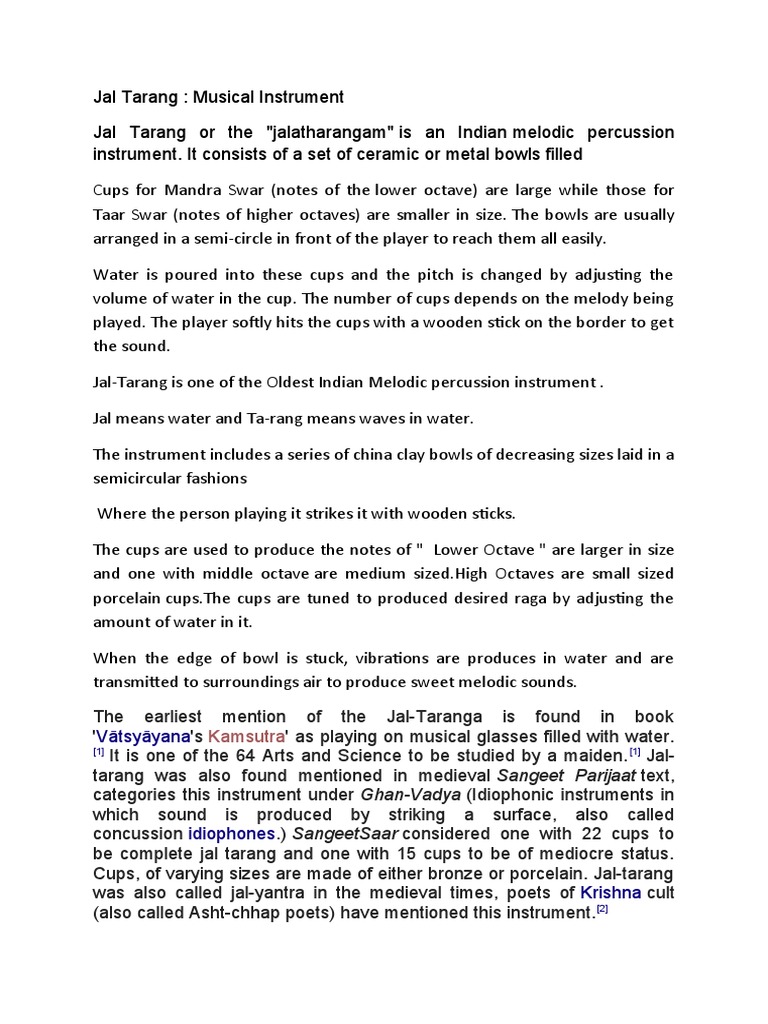 Jal Tarang: Ancient Indian Musical Instrument | PDF | Butterfly ...