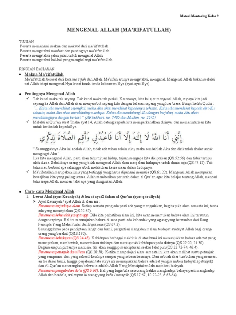 Kelas 9 Ma'rifatullah | PDF | Agama & Spiritualitas