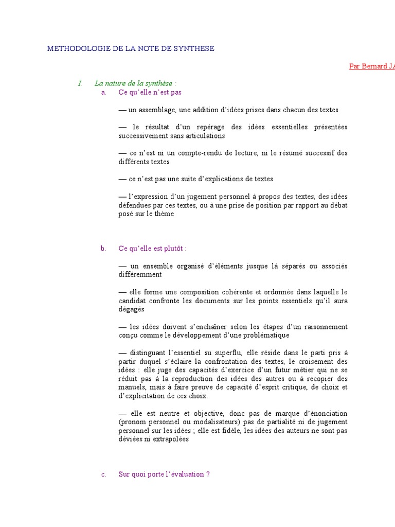 Methodologie de La Note de Synthese | PDF | Pédagogie | Cognition