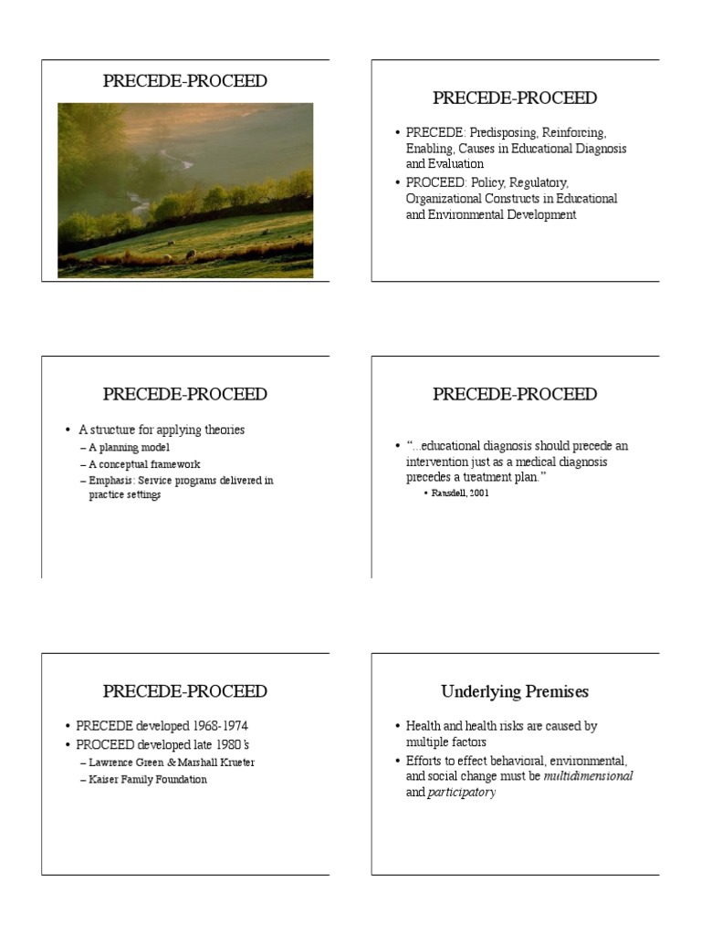 The PRECEDE-PROCEED Model: A Planning Framework for Designing and ...