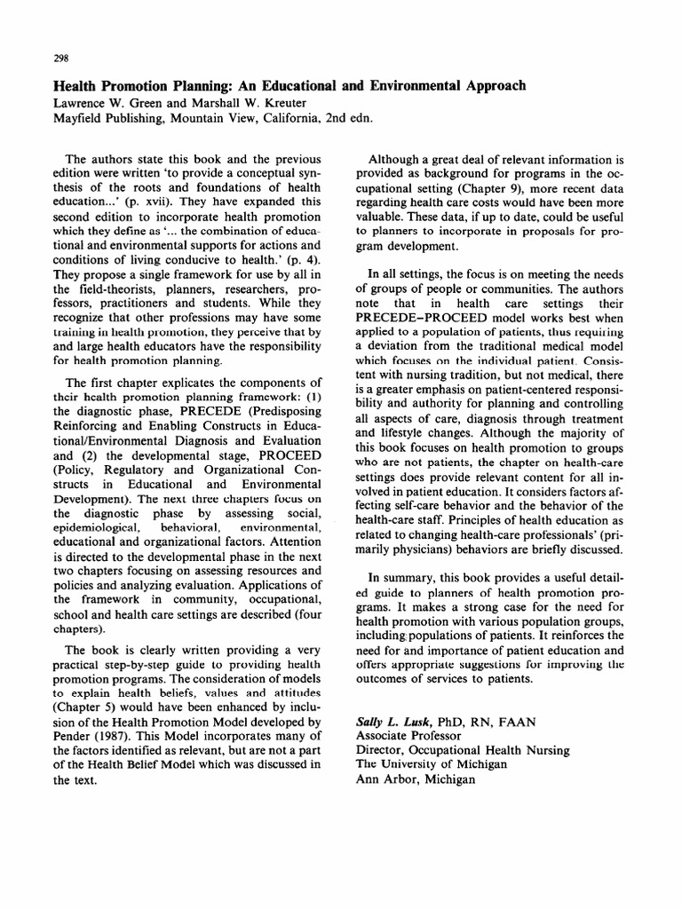 Health Promotion Planning: An Educational and Environmental Approach ...