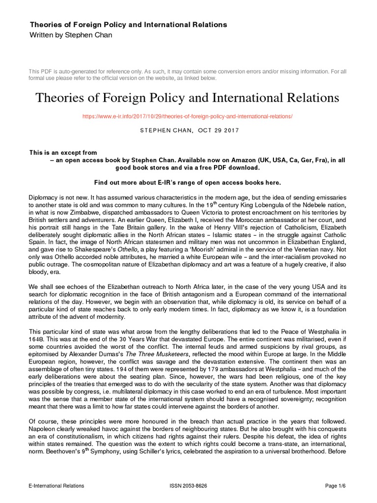 Foreign Policy & IR Theories | PDF | John F. Kennedy | International ...