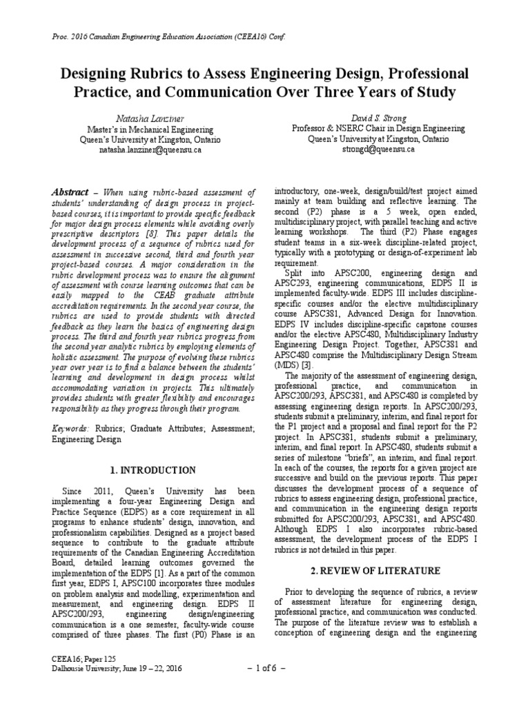 Paper-Rubrics For Design | PDF | Engineering Design Process | Rubric ...