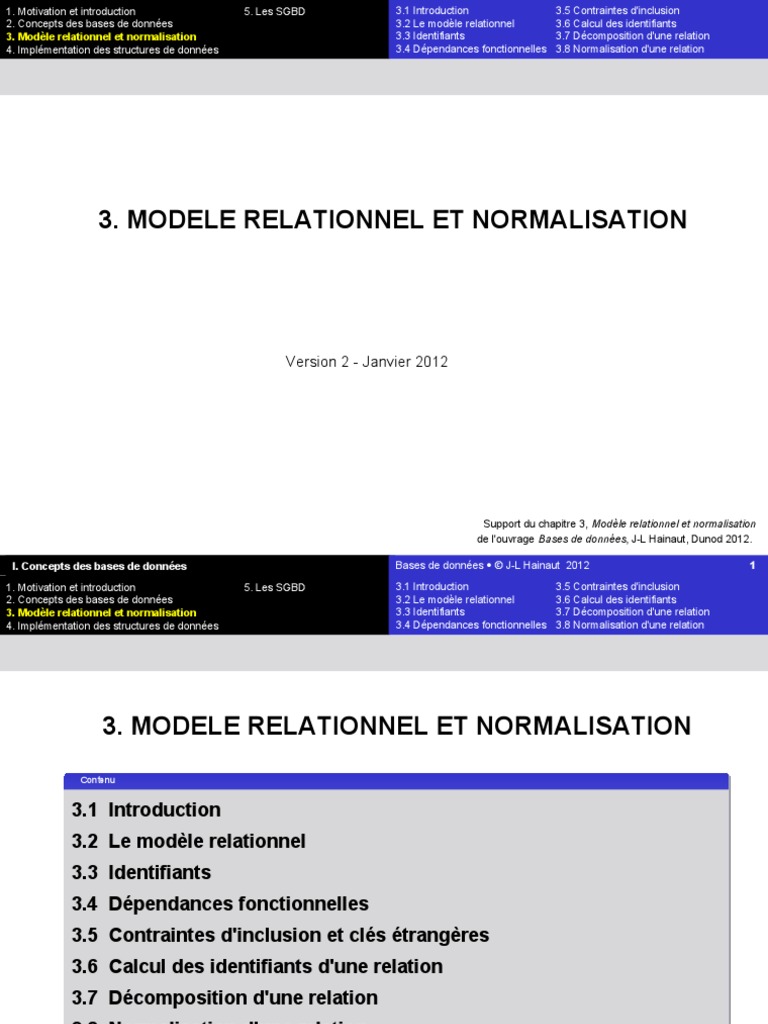 0331 Modele Relationnel Normalisation | PDF | Base de données relationnelle | Modèle relationnel