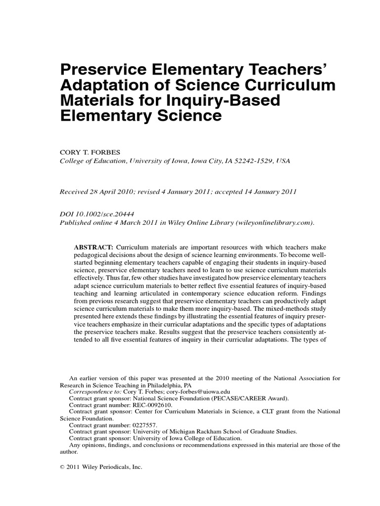 Adapting Science Curriculum for Inquiry | PDF | Inquiry Based Learning ...