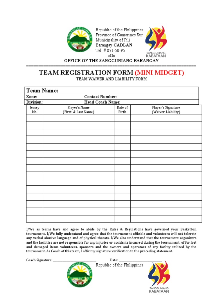 Basketball Team Registration Form | PDF | Government