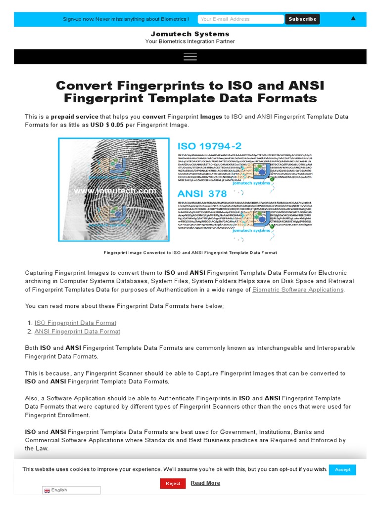 Convert Fingerprints To ISO and ANSI Fingerprint Template Data Formats ...