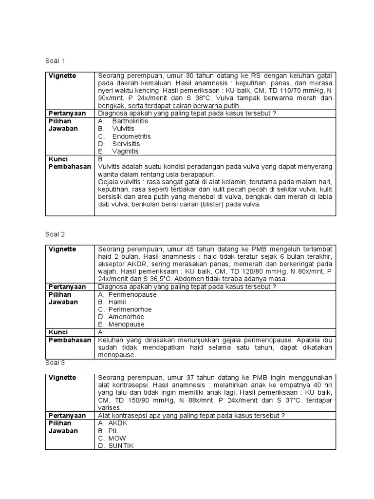 180 Soal & Pembahasan Kebidanan | PDF