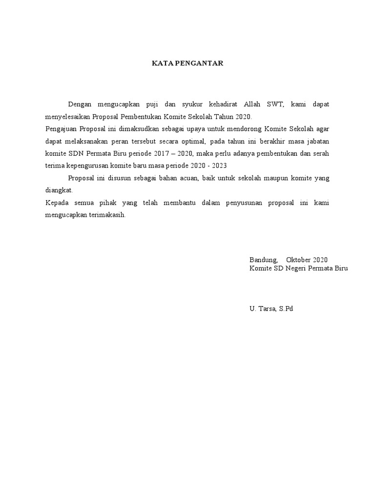 Proposal Komite SDN Permata Biru | PDF | Karier & Perkembangan