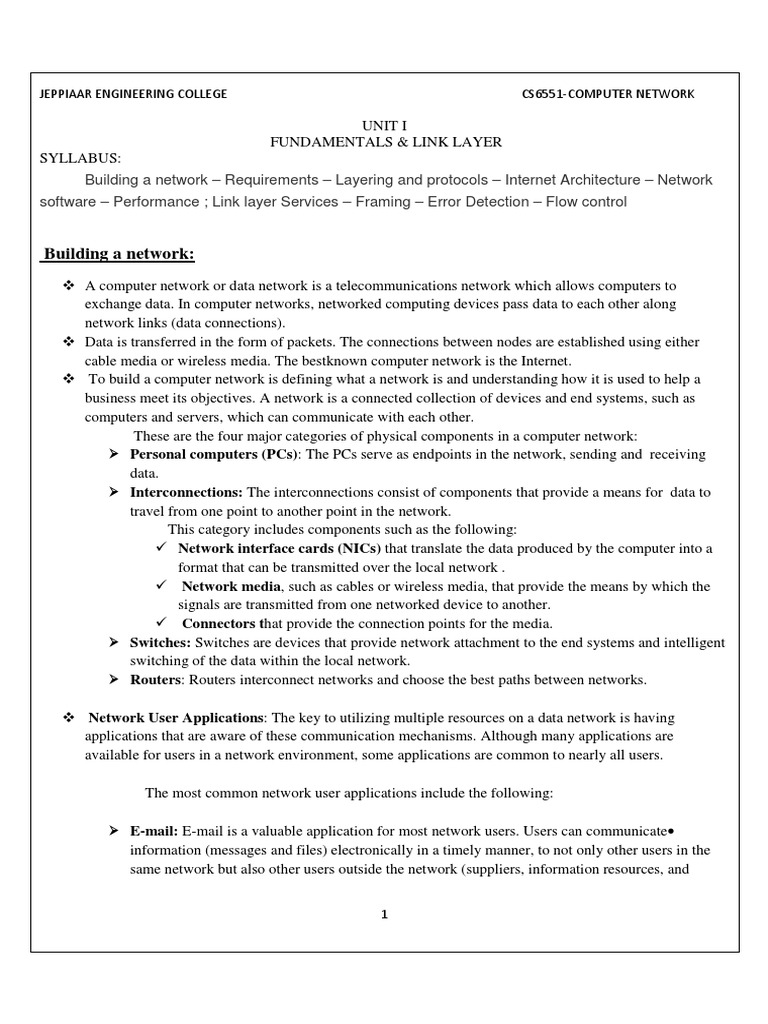 CN Unit 1 Notes | PDF | Internet Protocol Suite | Osi Model CN Unit 1 Notes | PDF | Internet Protocol Suite | Osi Model