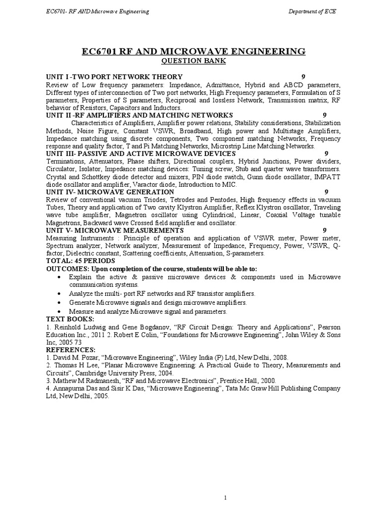 RF and Microwave Engineering | PDF | Amplifier | Inductor